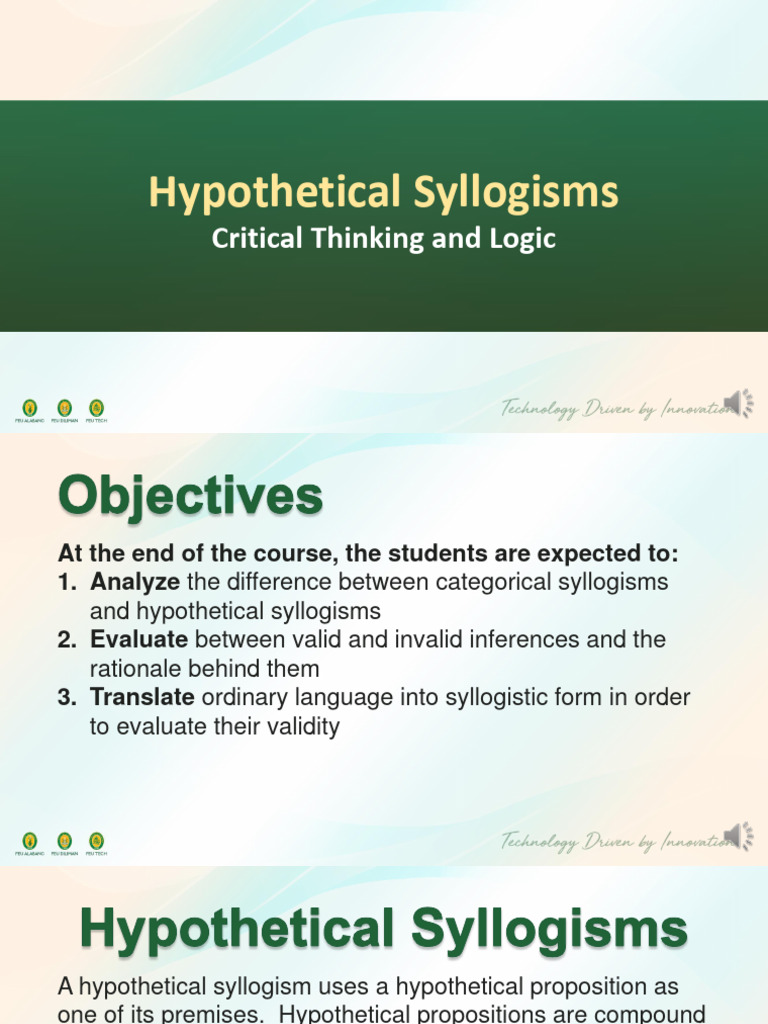 (M9-MAIN) Hypothetical Syllogisms | PDF | Syntax (Logic) | Reasoning