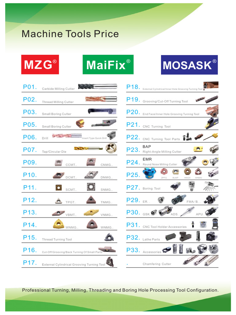 2024 MZG Product List-USD | PDF | Cutting | Cutting Tools