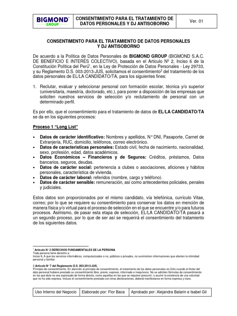 Formato Consentimiento Tratamiento De Datos – WIQP