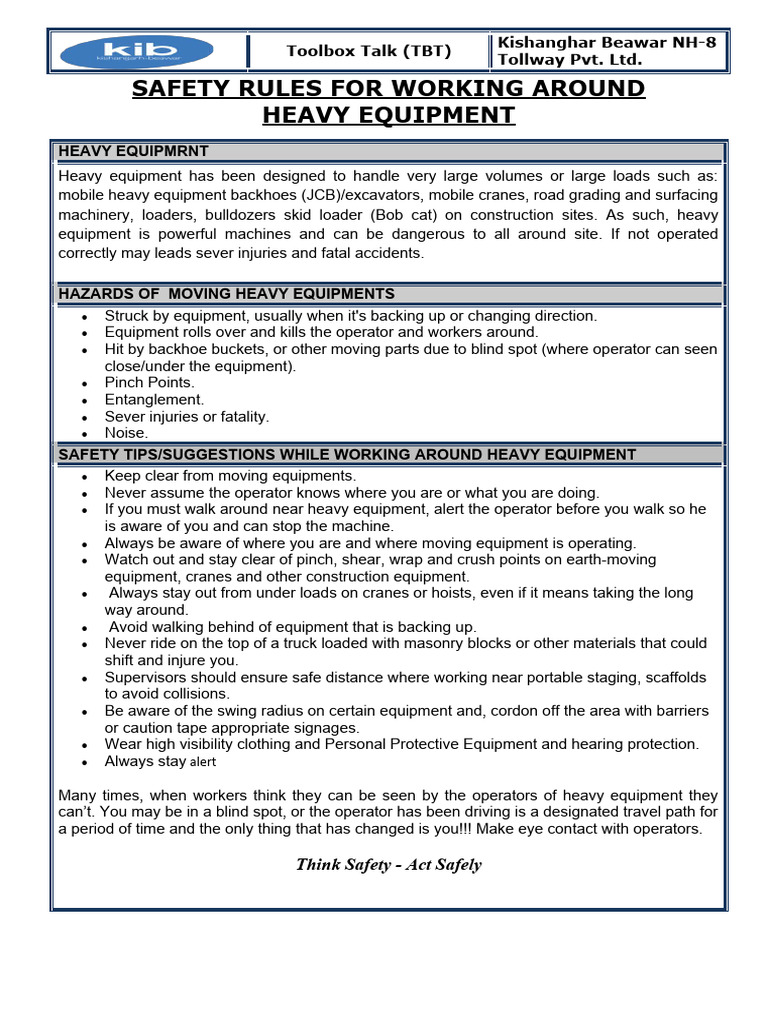 Heavy Equipment Safety Guidelines | PDF | Heavy Equipment | Safety