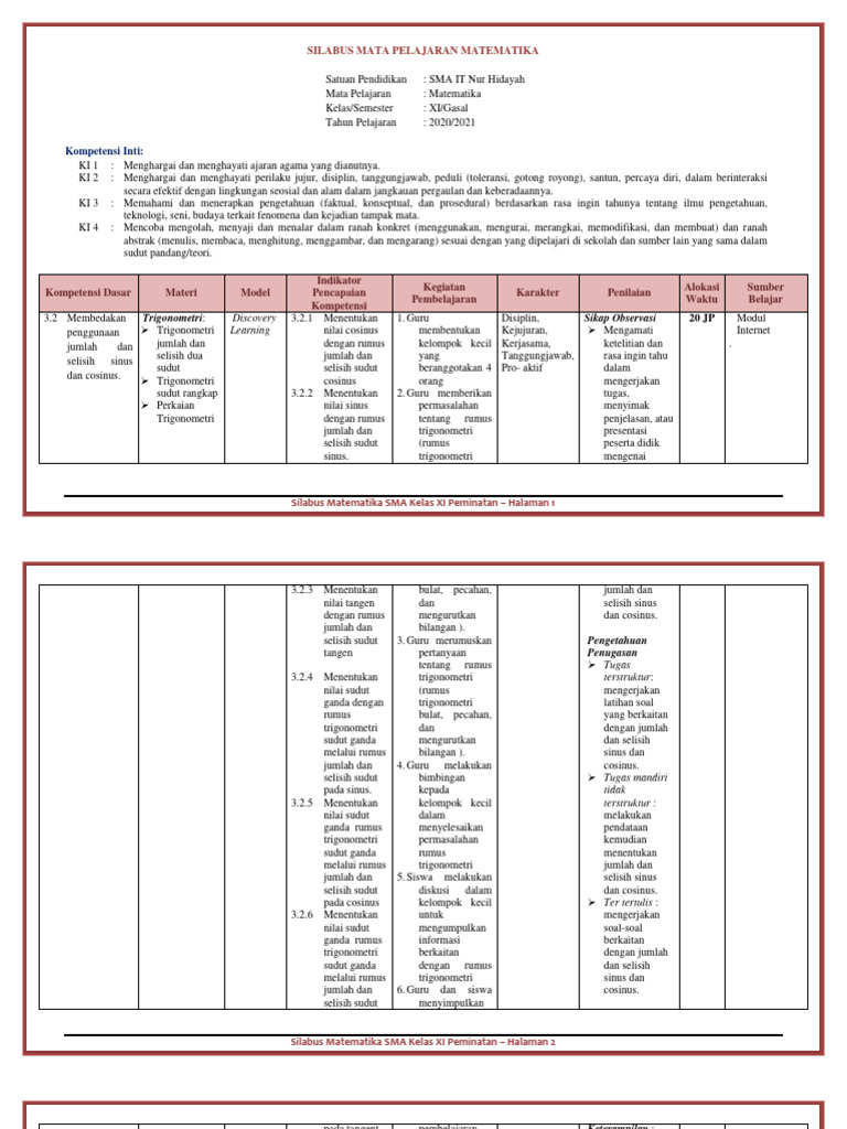 Novi Arum Sari - Silabus 3 Pertemuan | PDF