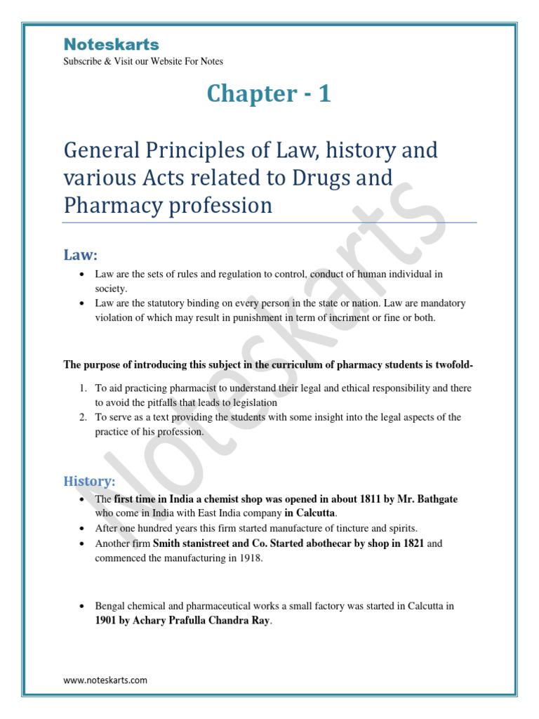 D Pharm 2nd Year Law & Ethics Overview | PDF | Pharmacy | Pharmacist