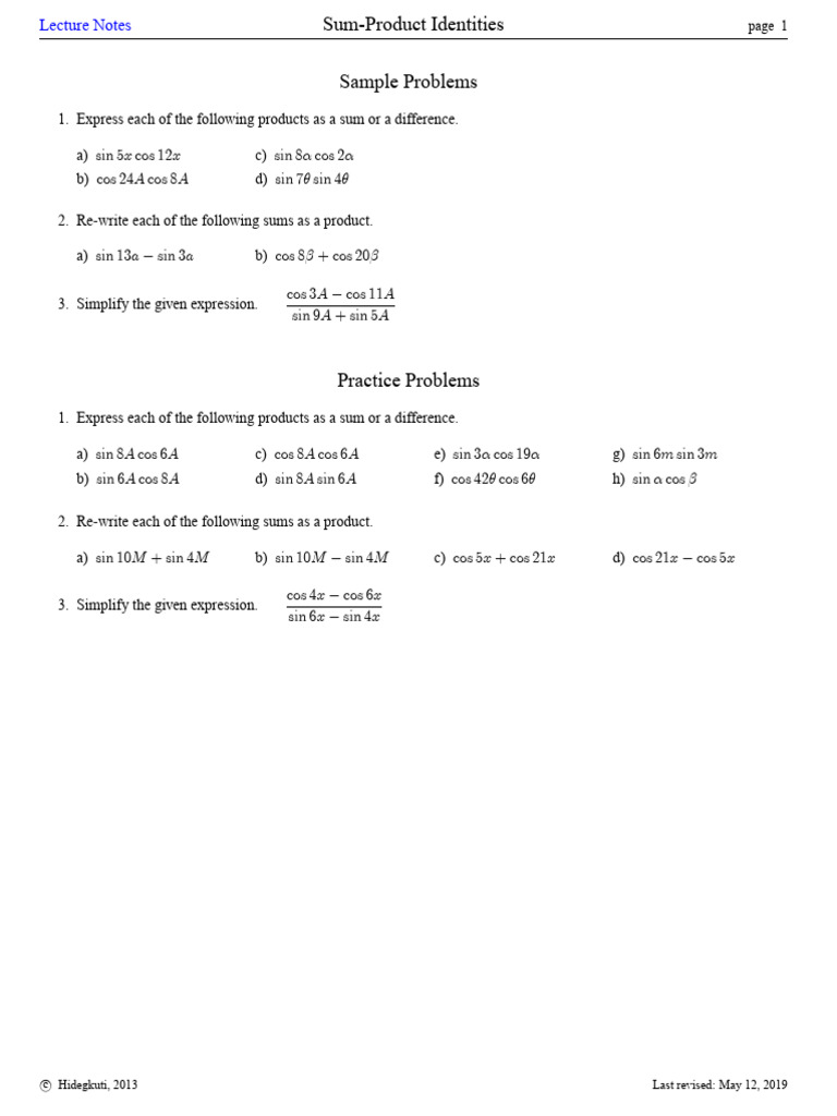 product_sum | PDF | Combinatorics | Geometry