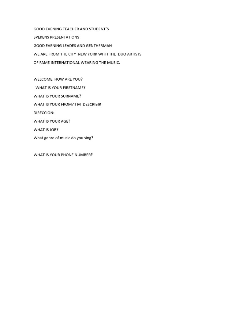 Good Evening Teacher and Student | PDF