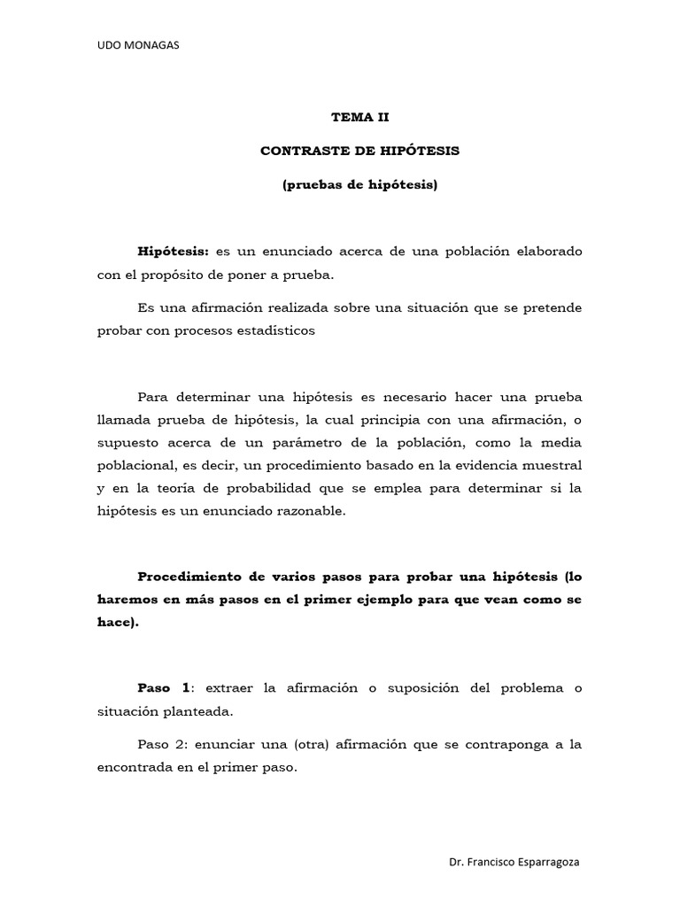 DG PH Una y Dos Muestras para Medias y Proporciones Clases-1 | PDF | Errores tipo I y tipo Ii ...