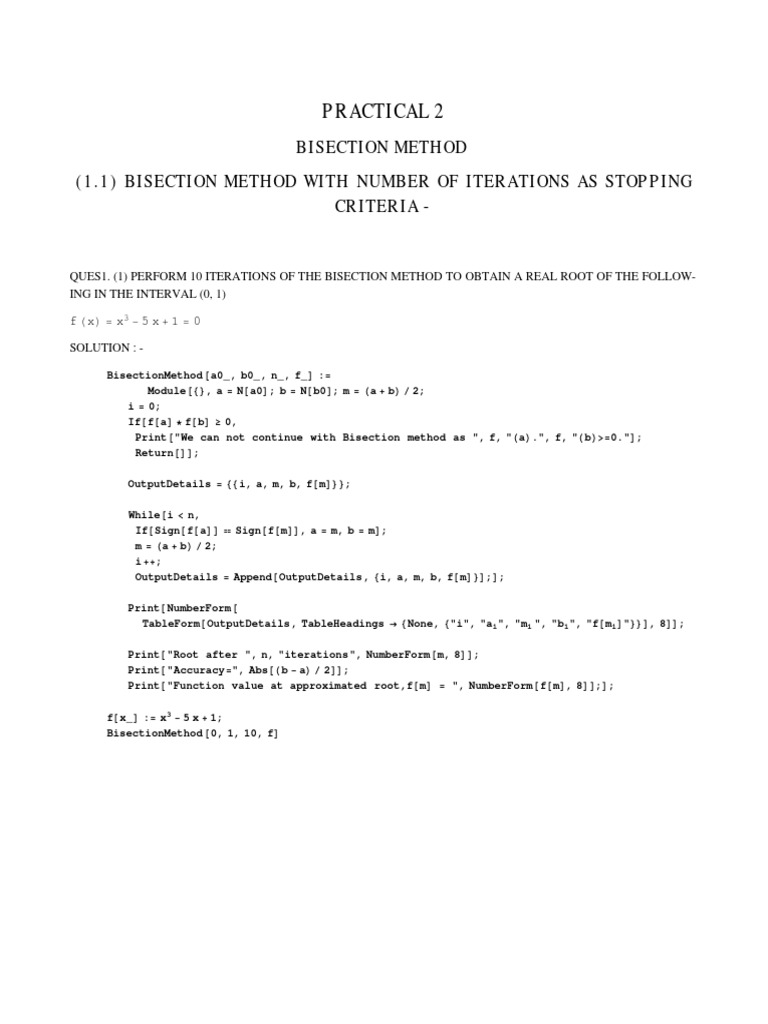 Practical 2 Numerical Analysis | PDF | Algorithms And Data Structures | Mathematical Logic
