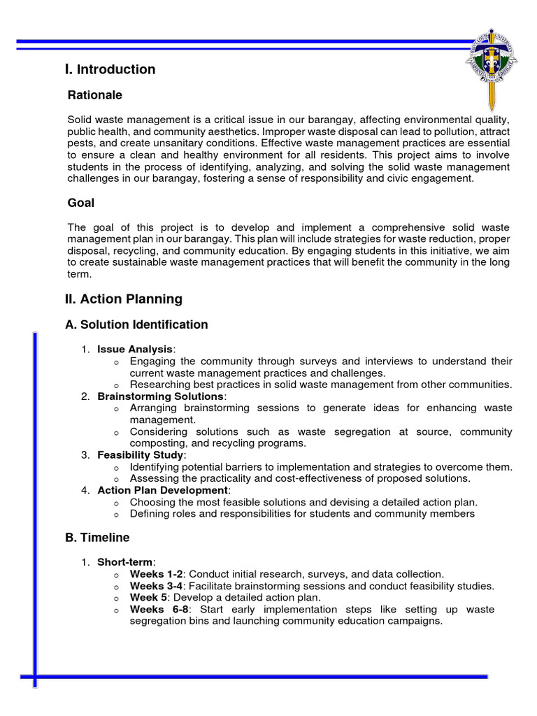 Service-Learning-Plan | PDF | Waste Management | Waste