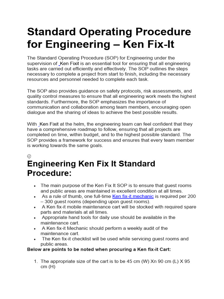 Sop - Ken Fix - It | PDF | Technology & Engineering