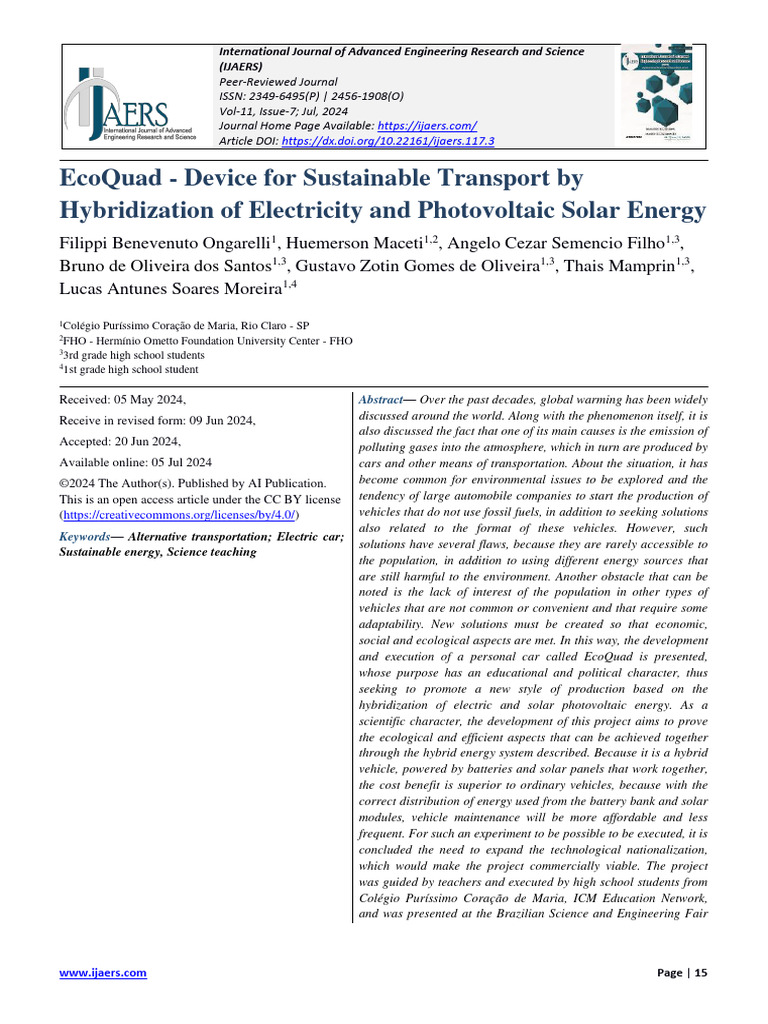 EcoQuad - Device For Sustainable Transport by Hybridization of ...