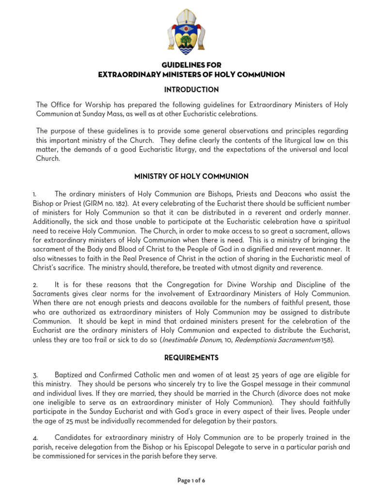 Guidelines For EMHC 2017 | PDF | Eucharist | Mass (Liturgy)