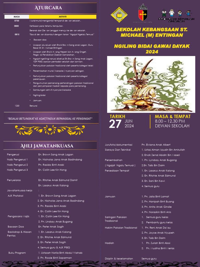 Buku Program Ngiling Bidai Gawai SK ST Michael 2024 | PDF