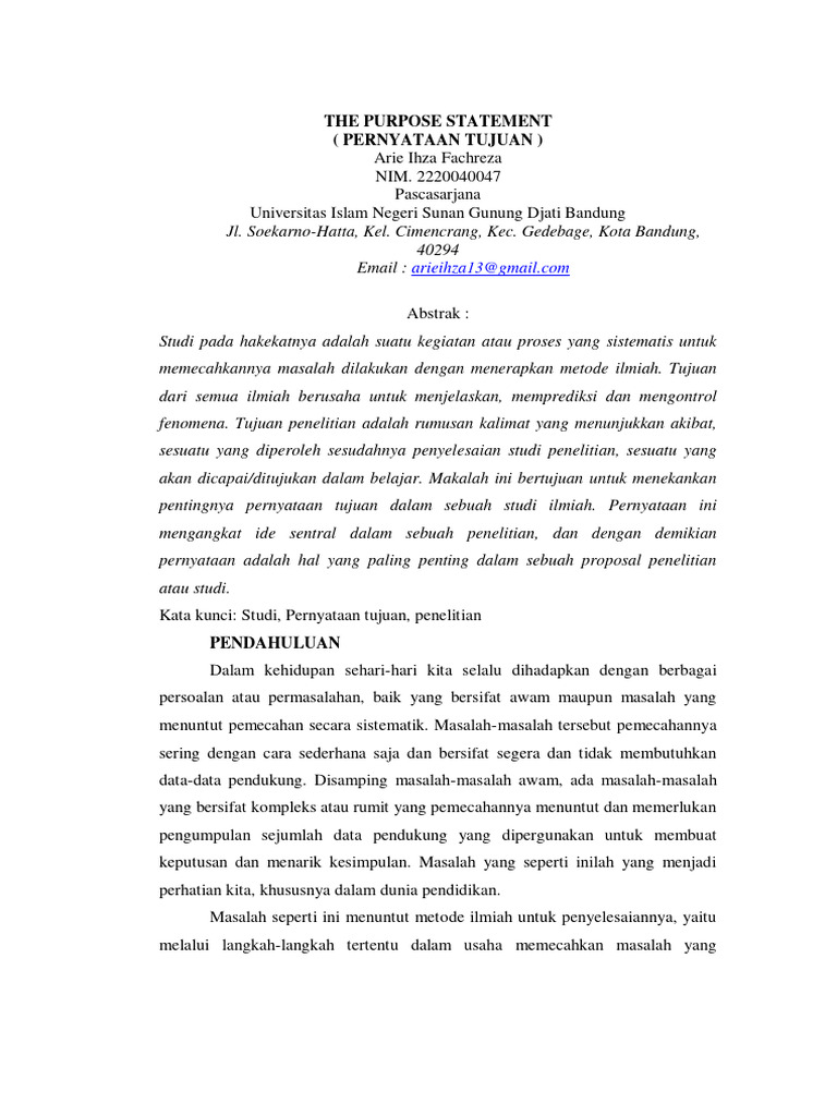 The Purpose Statement | PDF