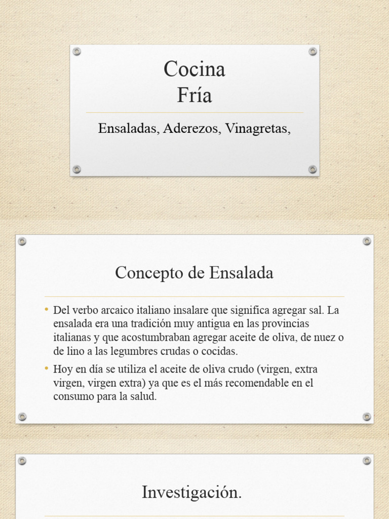 Cocina Fría | PDF | ensalada | Vinagreta