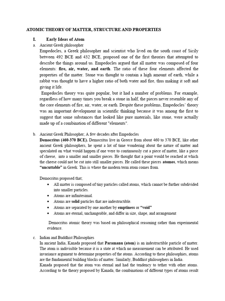 Atomic Theory of Matter | PDF | Atoms | Atomic Nucleus
