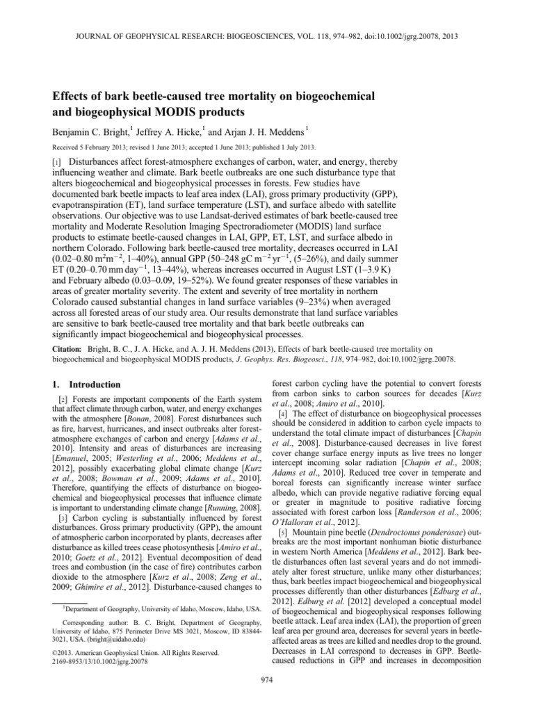 (2013)Effects of bark beetle-caused tree mortality on biogeochemical ...