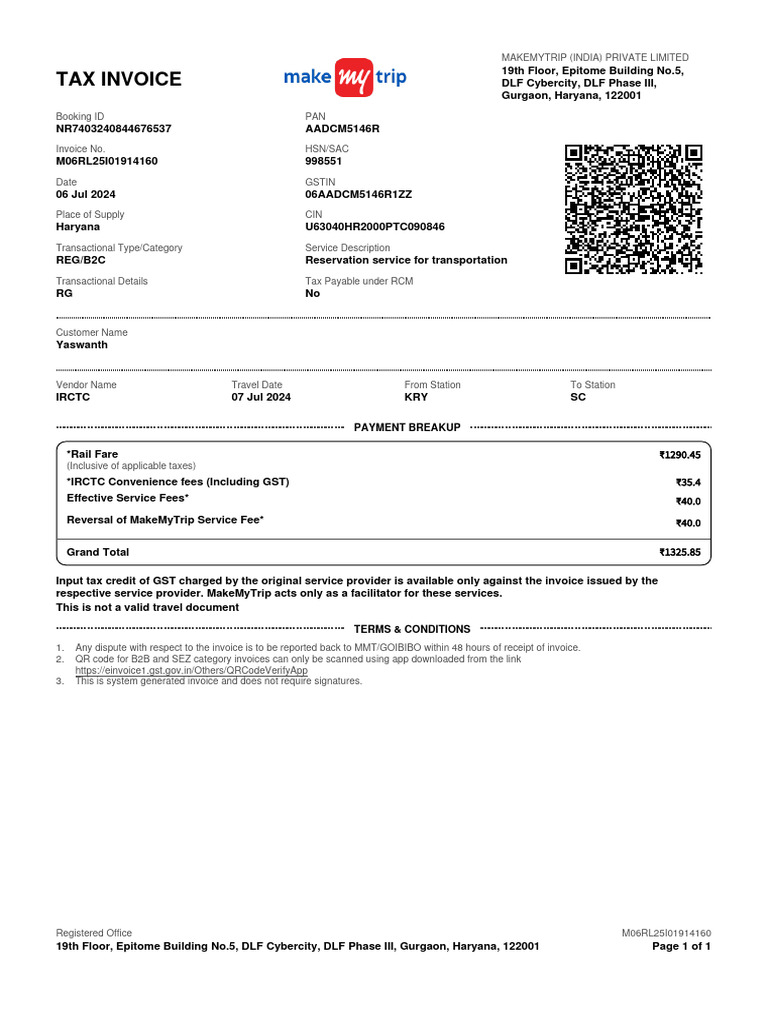 Rail NR7403240844676537 | PDF | Invoice | Payments