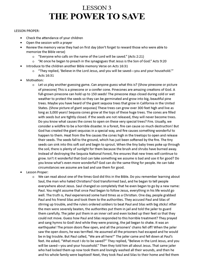 VBS LESSON 3 | PDF | Paul The Apostle | Jesus