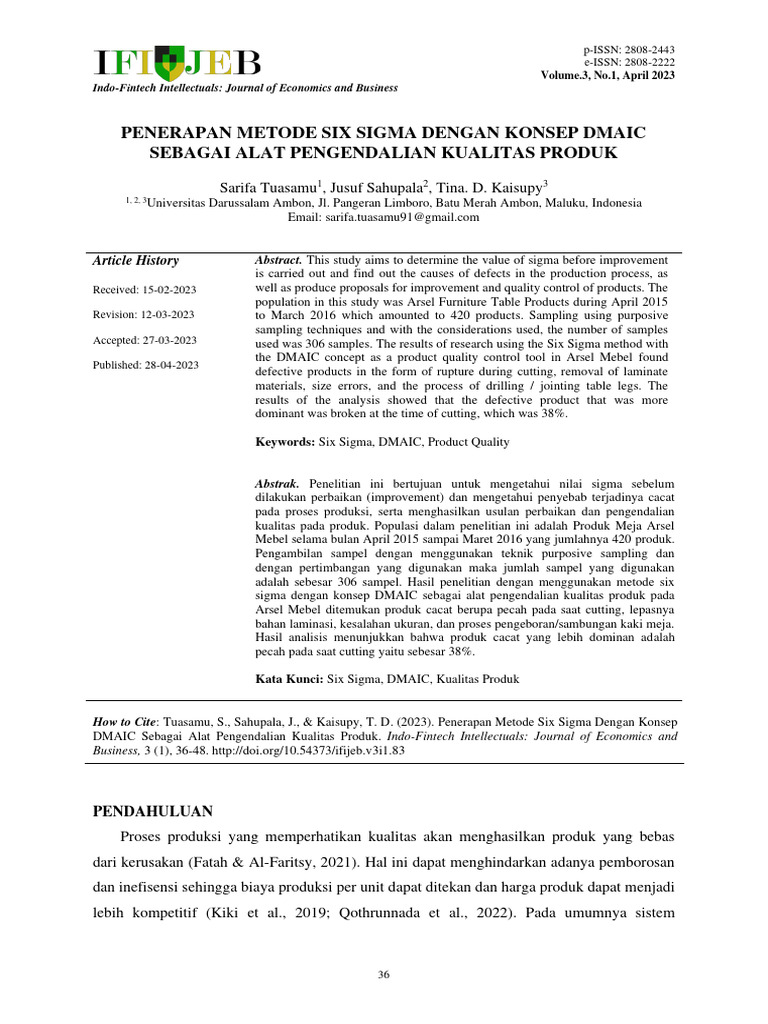 2023 - Penerapan Metode Six Sigma Dengan Konsep DMAIC Sebagai Alat ...