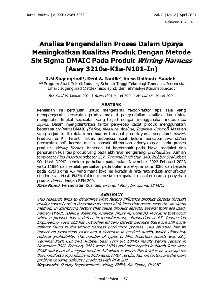 Analisa Pengendalian Proses Dalam Upaya Meningkatkan Kualitas Produk Dengan Metode Six Sigma ...