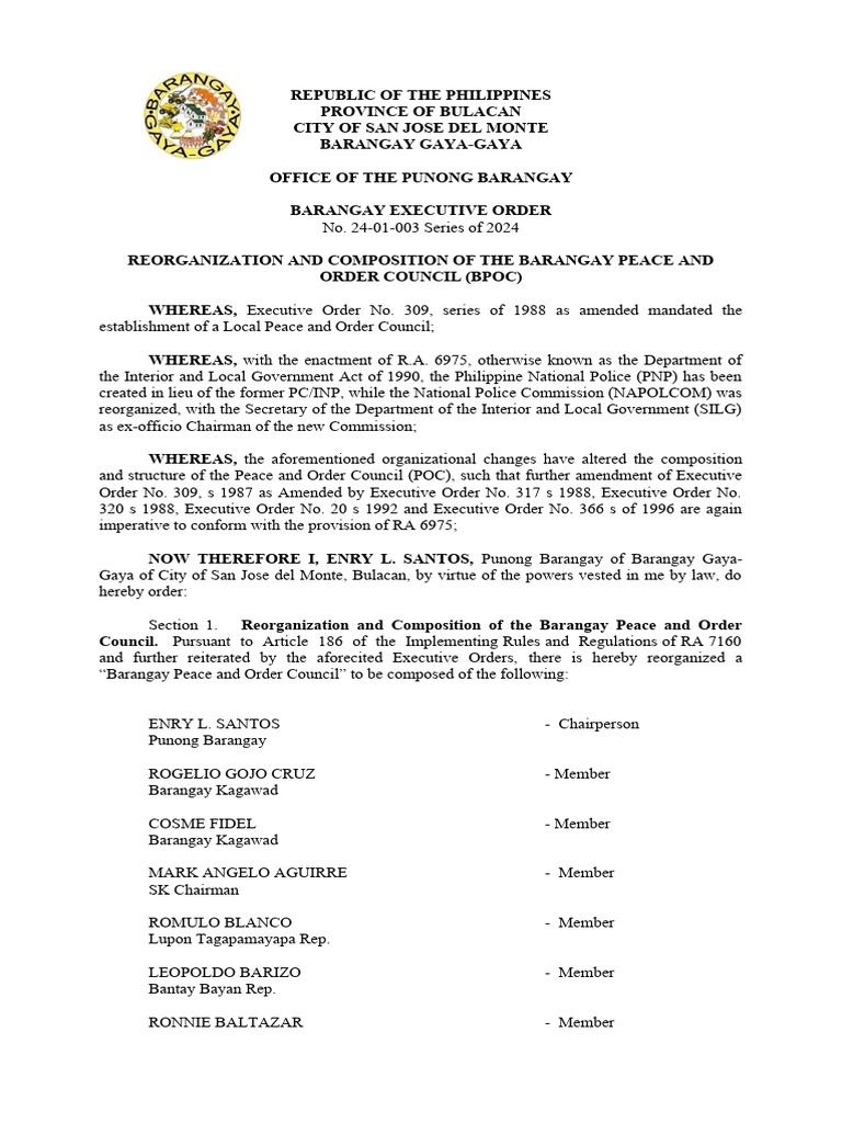 3 - BPOC-Executive-Order | PDF | Law Enforcement | Crime & Violence