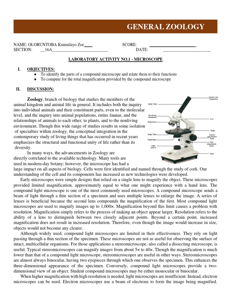 Lab Act No 1-Microscope | PDF | Microscope | Electron Microscope