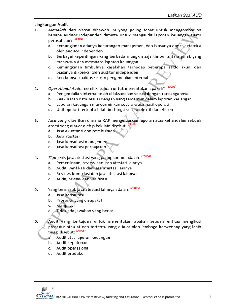 AUD, Latihan Soal B.22 | PDF