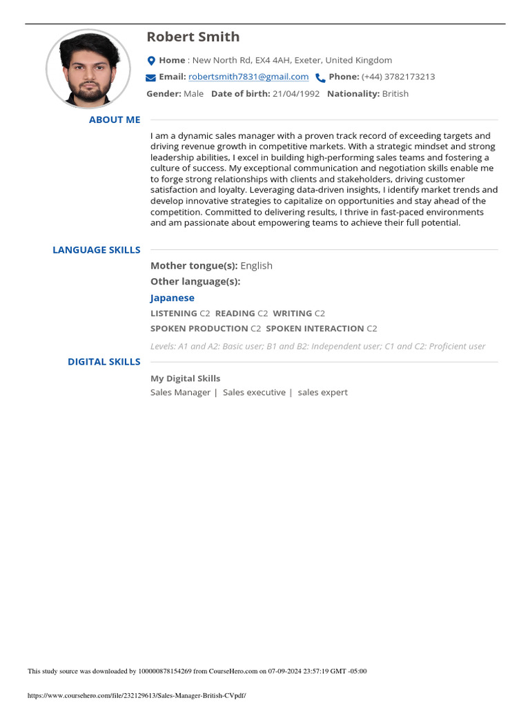 Sales_Manager_British_CV.pdf | Download Free PDF | Sales | Business