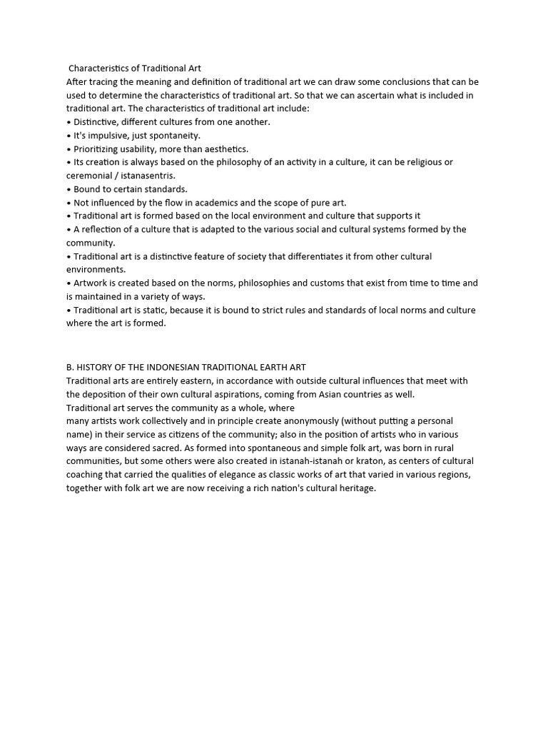 Characteristics of Traditional Art | PDF