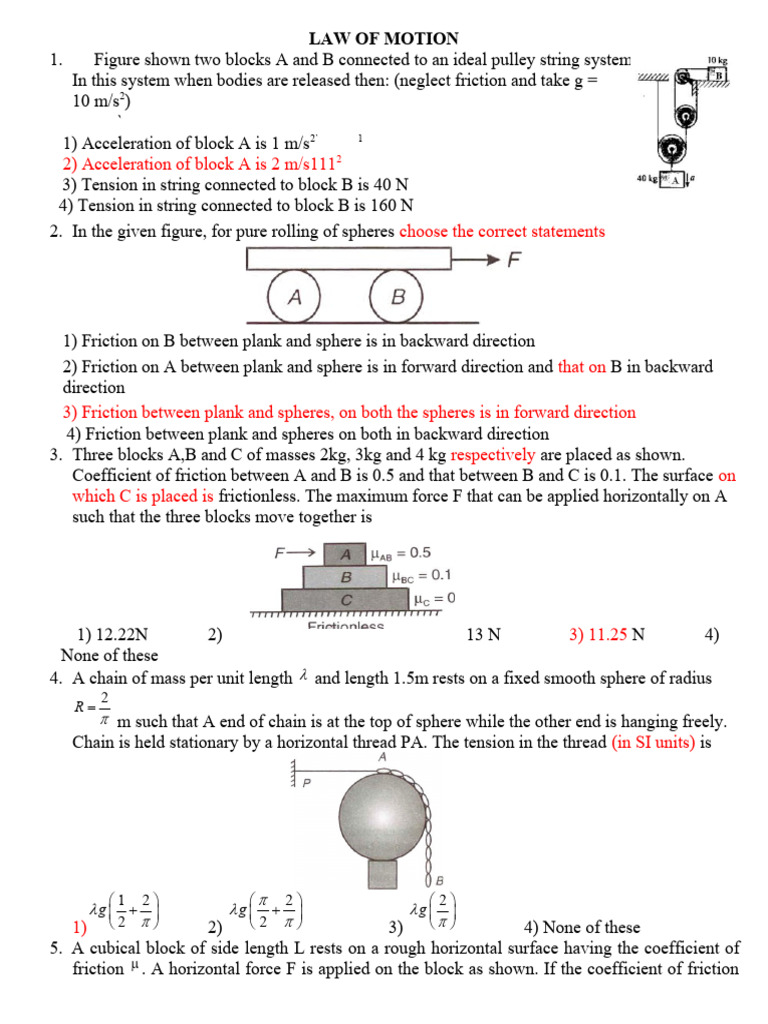 Law of Motion | PDF | Force | Friction