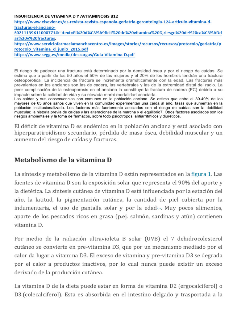 INSUFICIENCIA DE VITAMINA D Y AVITAMINOSIS B12 | PDF | Vitamina D ...