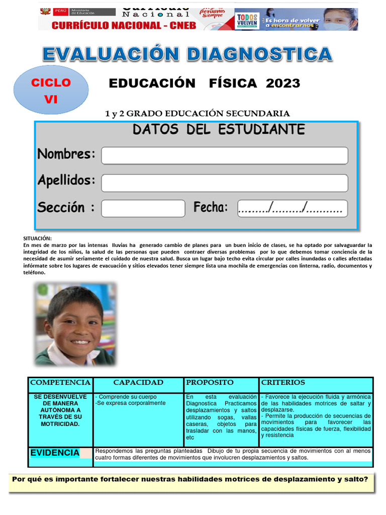 Evaluacion Diagnostica - 1ero y 2do Grado-Educacion Fisica | PDF | Evaluación