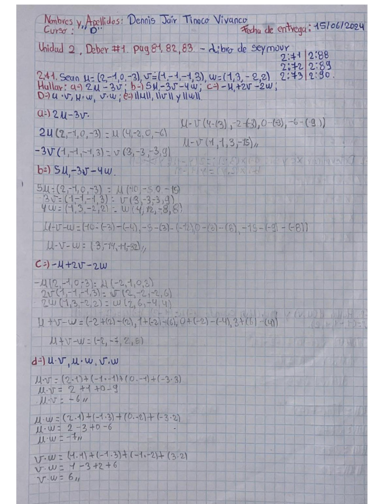 Algebra Deber 1 Parcial 2 | PDF