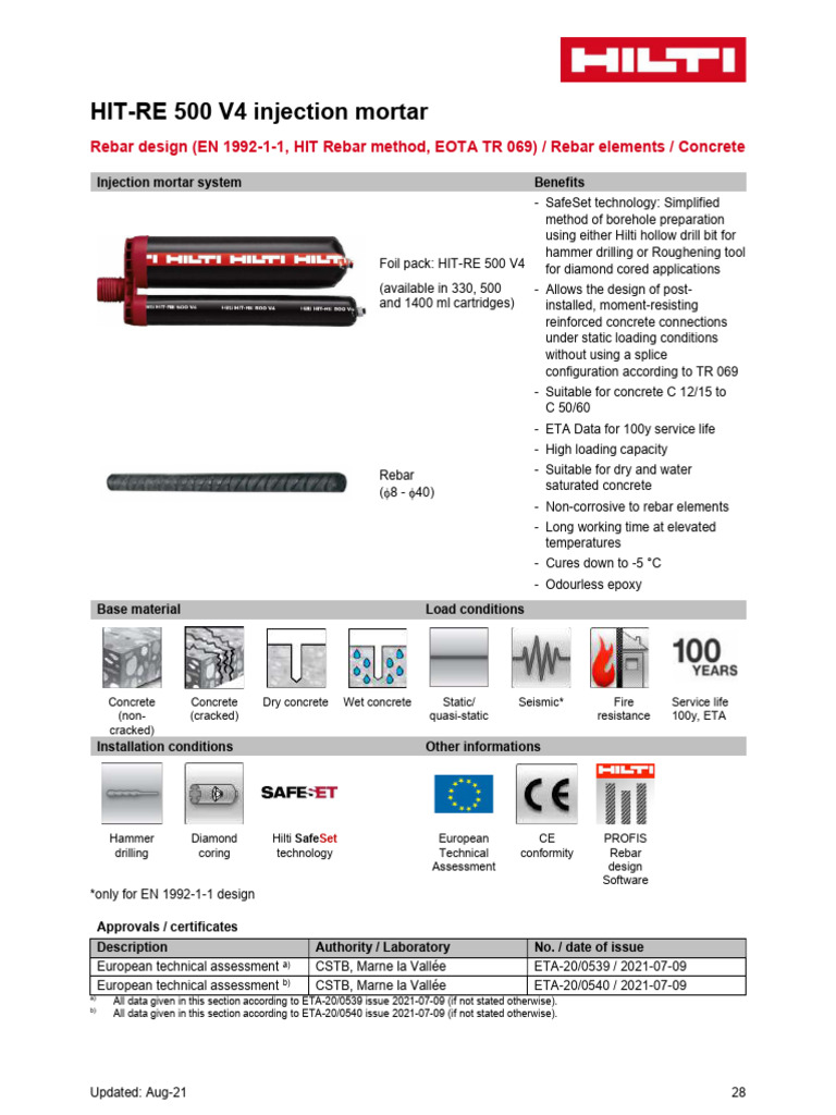 RE 500 V4 With Rebar | PDF | Concrete | Drill