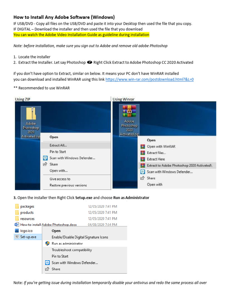 How To Install Adobe Software | PDF | Installation (Computer Programs) | Microsoft Windows