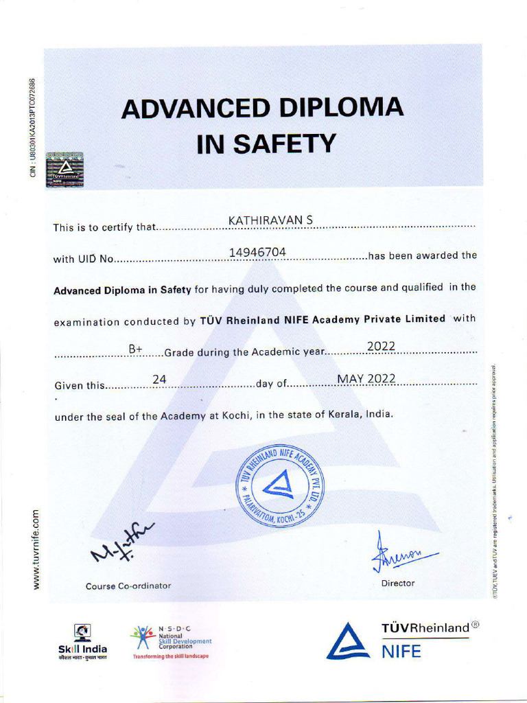 Safety Certificate | PDF