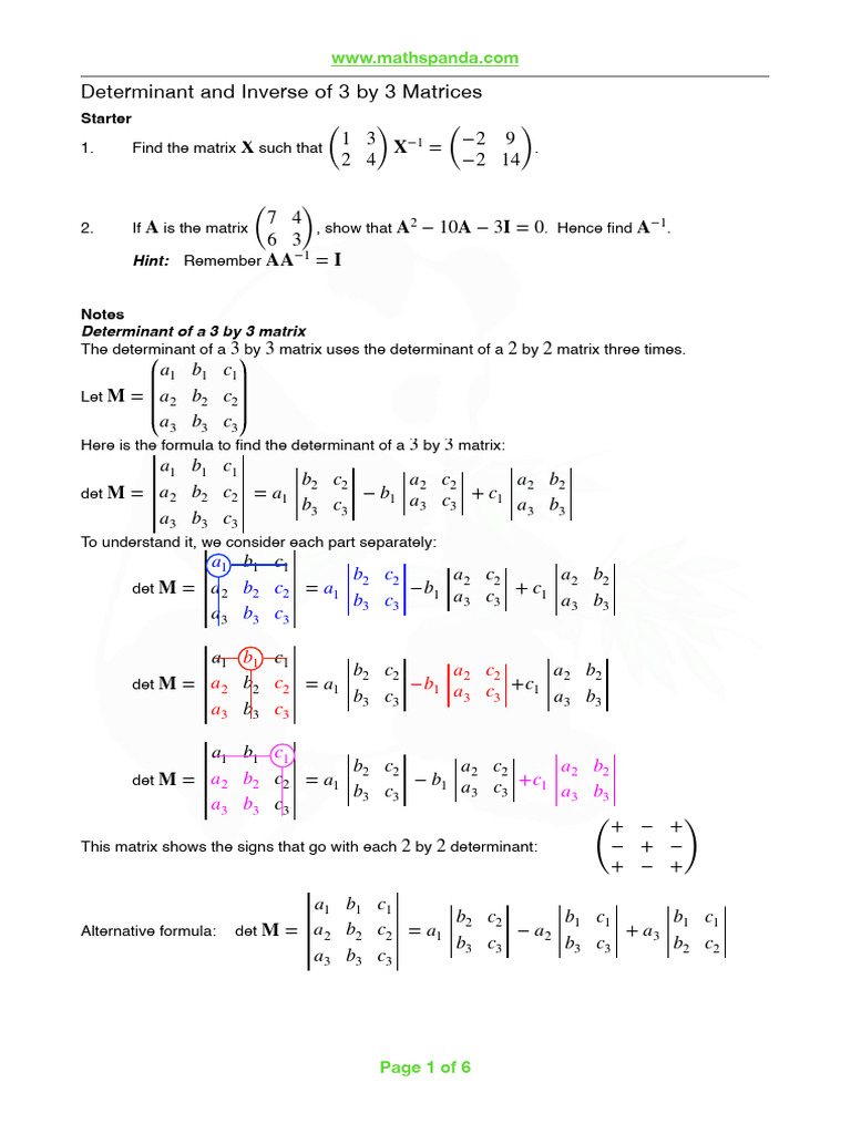 Determinant and Inverse of 3 by 3 Matrices LESSON | PDF | Determinant ... Determinant and Inverse of 3 by 3 Matrices LESSON | PDF | Determinant ...
