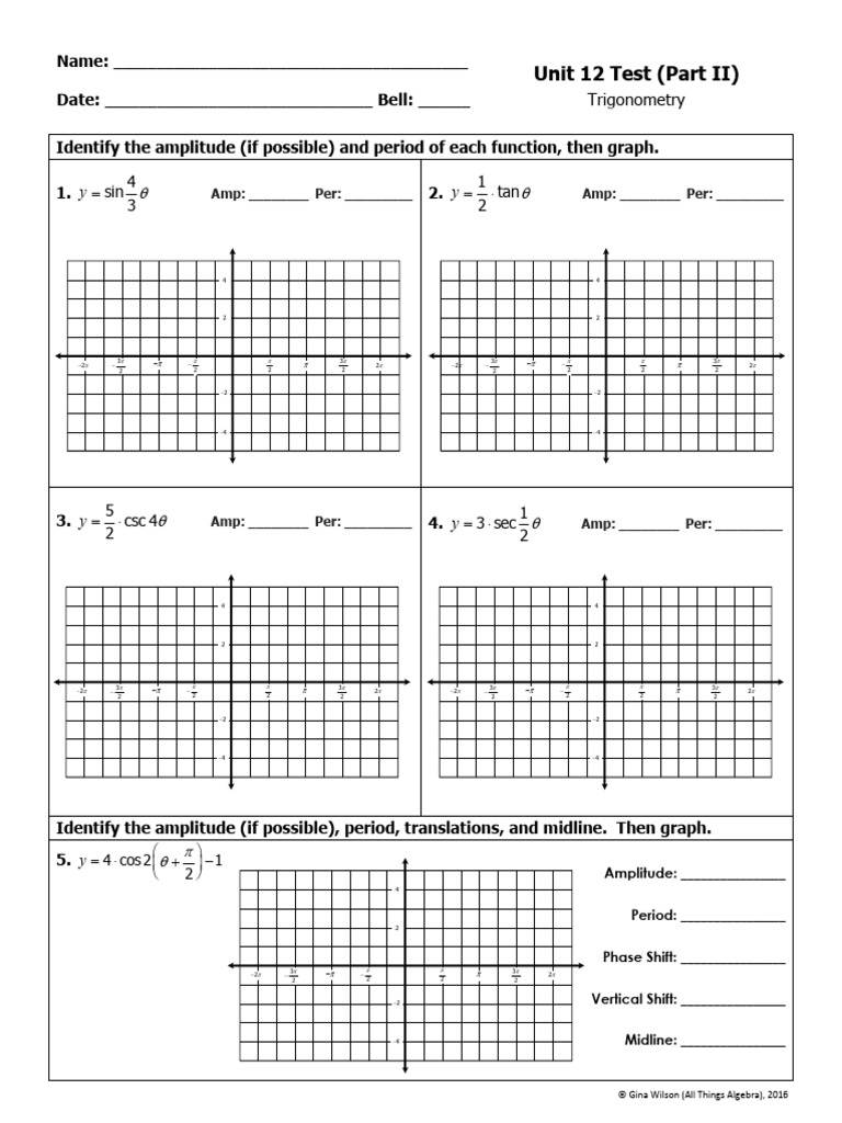 Unit 12 - Trigonometry Test 2 | PDF | Equations | Mathematical Relations