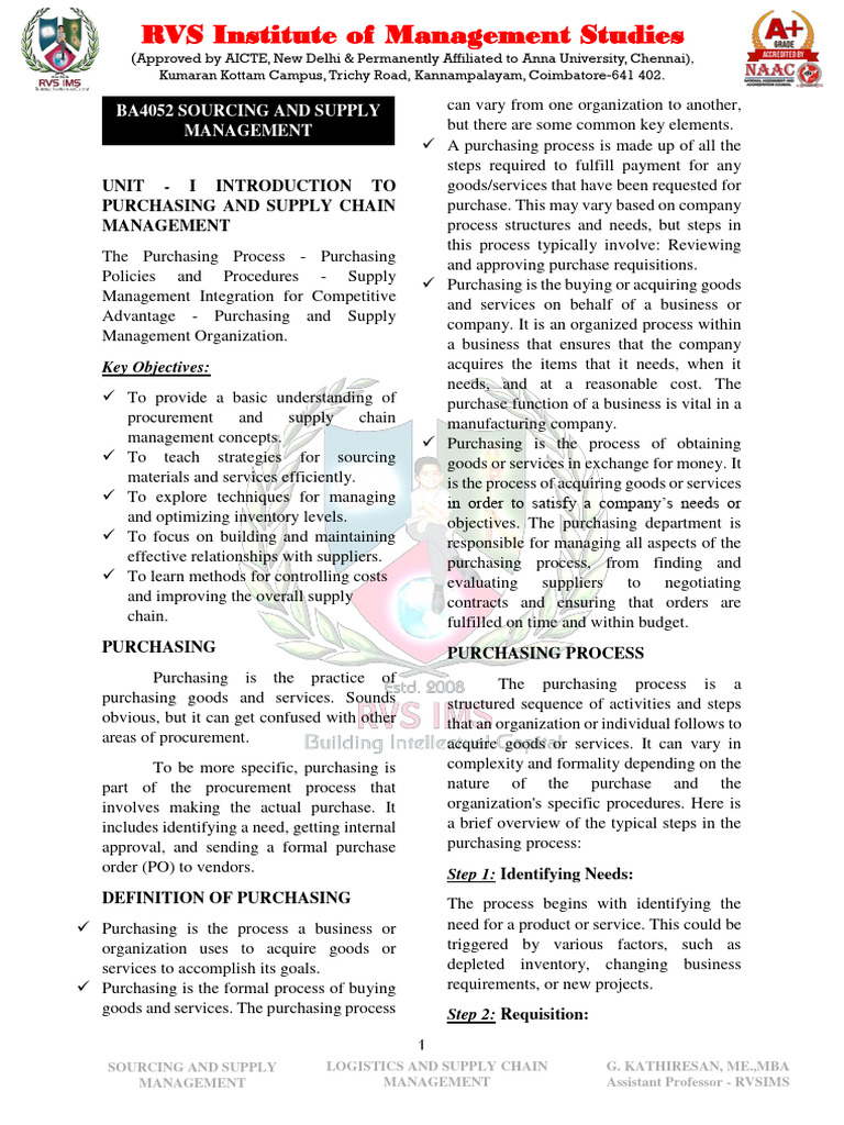 SSM Book U1 | PDF | Request For Proposal | Procurement