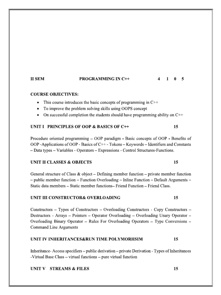C++ Syllabus | PDF C++ Syllabus | PDF