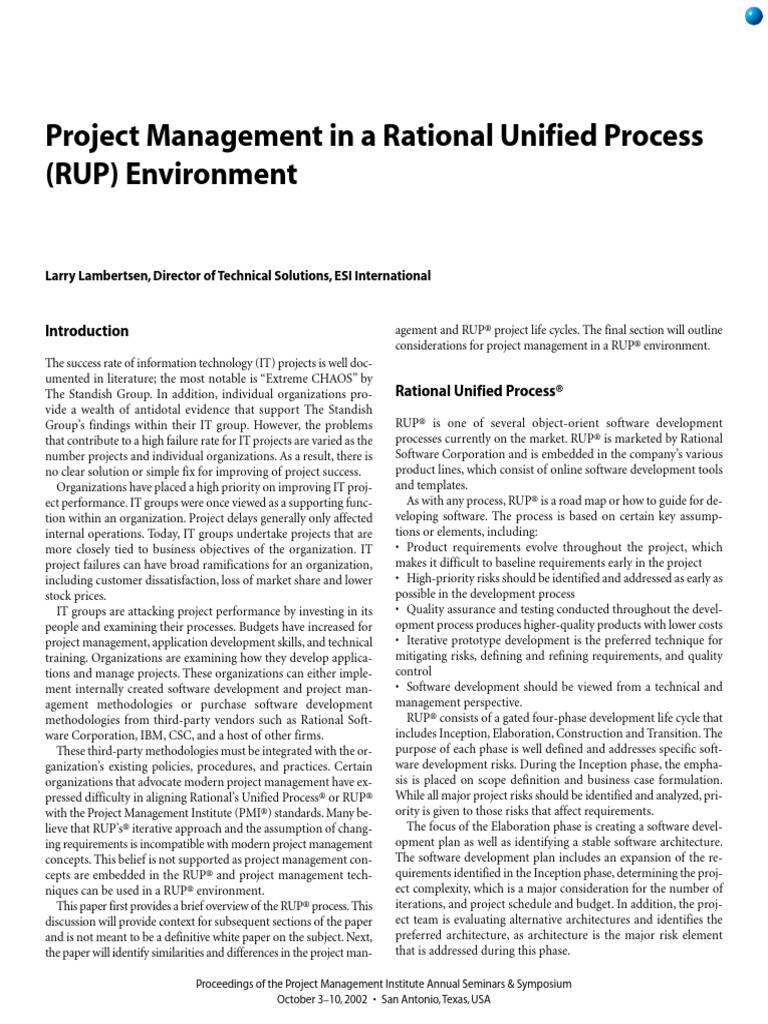 Rational Unified Process | PDF | Software Development Process | Project ...