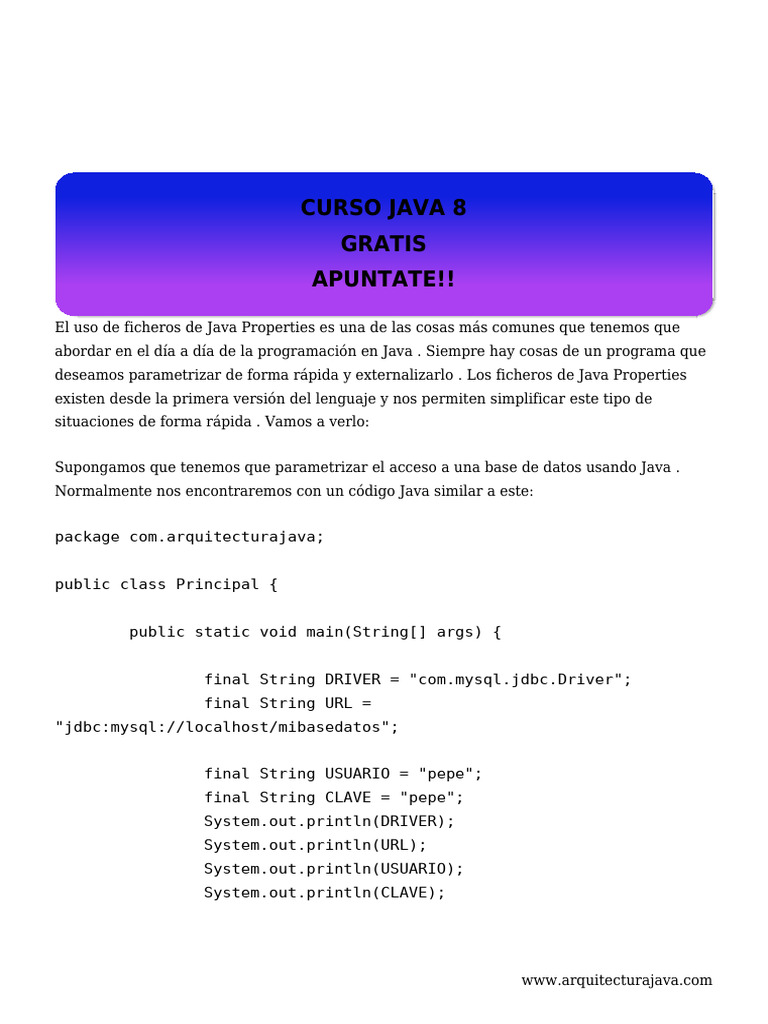 Curso Java 8 Gratis Apuntate!! | PDF | Mi sql | Java (lenguaje de ...