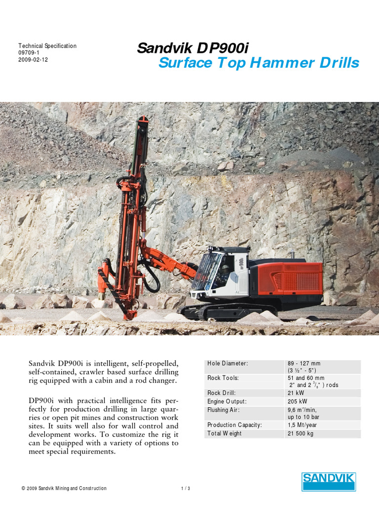 Sandvik DP900i: Surface Top Hammer Drills | PDF | Drill | Oil Well
