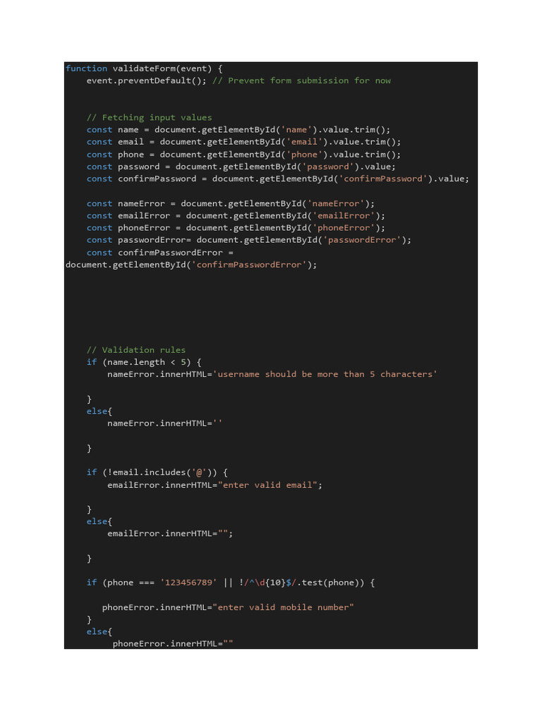 Form Validation Js | PDF
