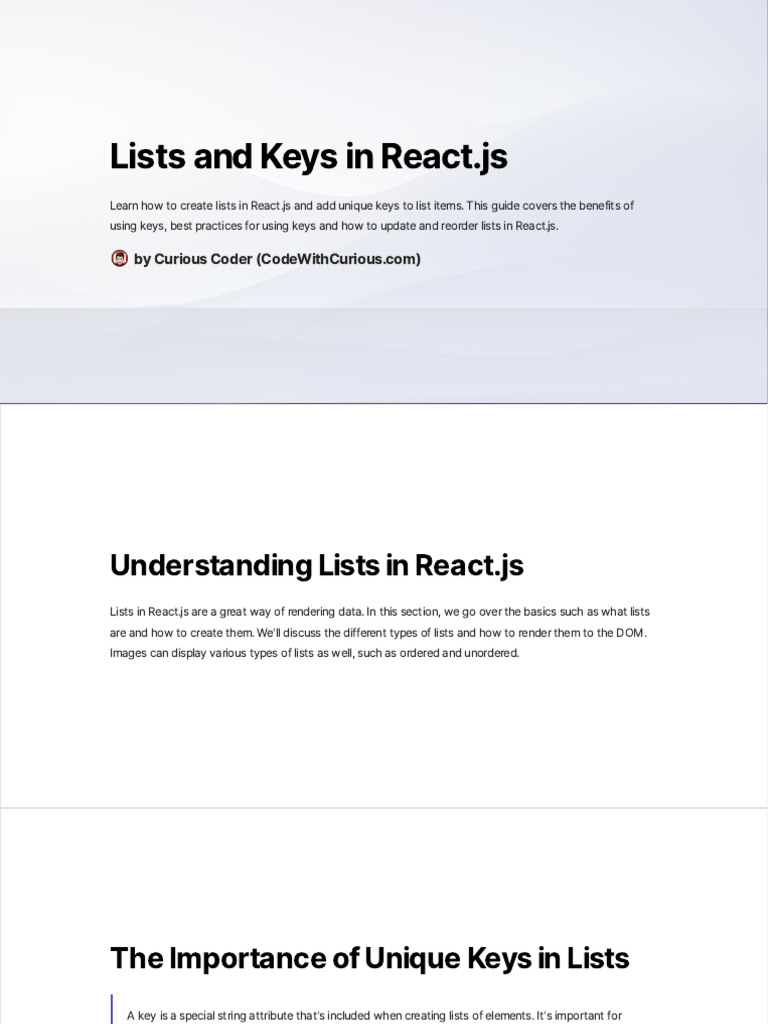 CHAPTER 5 Lists and Keys in ReactJs | PDF | Information Technology ... CHAPTER 5 Lists and Keys in ReactJs | PDF | Information Technology ...