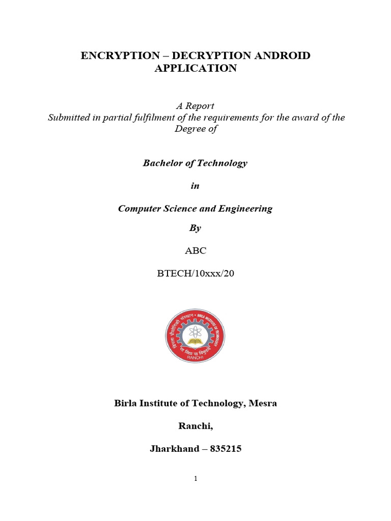 Android Encryption-Decryption App Report | PDF | Cryptography | Key (Cryptography)