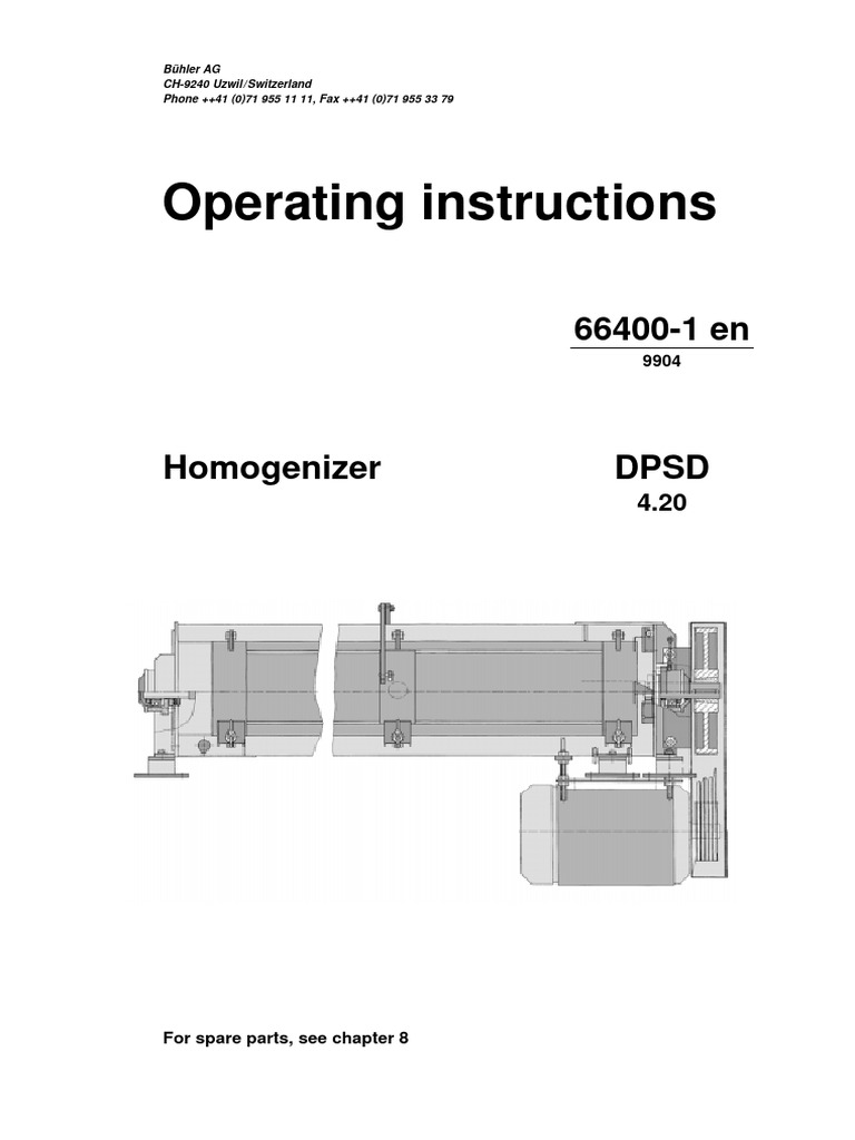 Operating Instructions Homogenizer DPSD 4.2 | PDF | Belt (Mechanical) | Bearing (Mechanical)