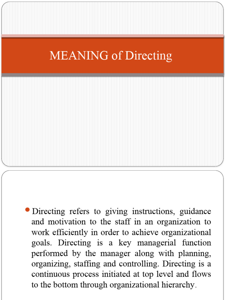 MEANING of Directing | PDF | Leadership | Motivational