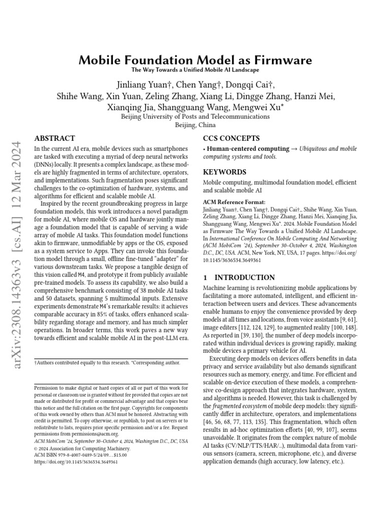 Mobile Foundation Model As Firmware | PDF | Artificial Intelligence ...