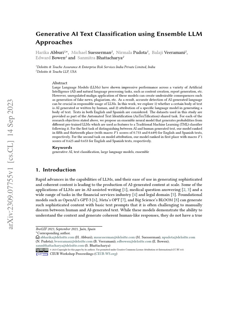 Generative AI Text Classification using Ensemble LLM Approaches ... Generative AI Text Classification using Ensemble LLM Approaches ...