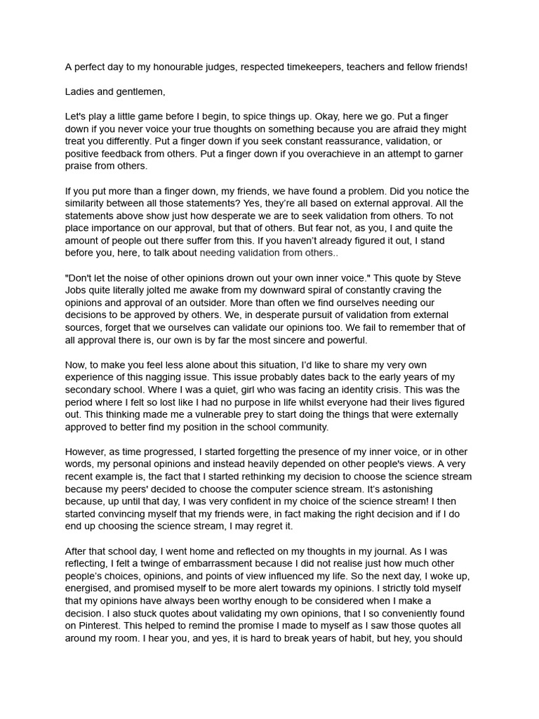 Public Speaking Script (6-8min) | PDF | Thought